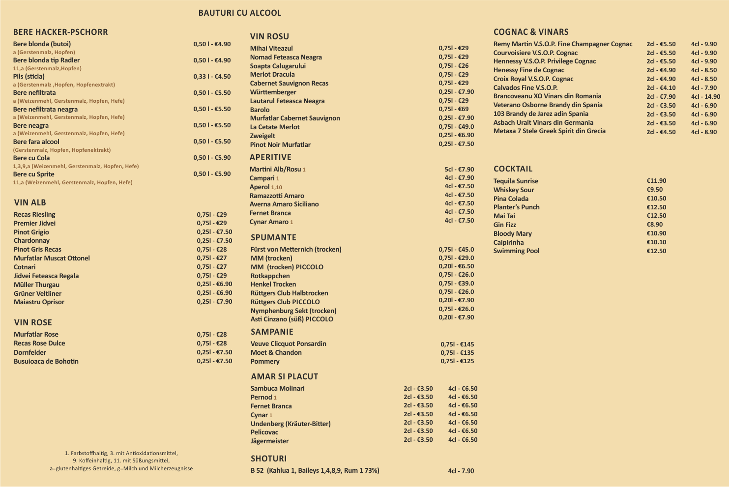 Pschorr-Krug - Meniu